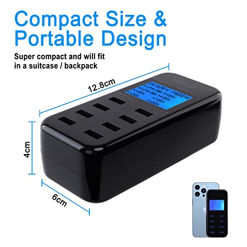 USB Charging Station, 60W 8 Port USB Charging Hub 12A USB Charger Station with LCD Display for Multiple Devices, Smart Desktop USB Charger for iPhone 14/14 Pro/13 Pro/13 Pro Max, Galaxy, iPad