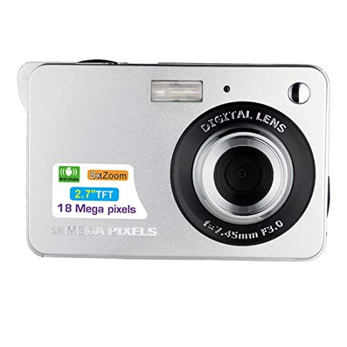 LINXHE Digital Camera 2.7 inch HD Camera Compact Camera Pocket Camera,8X Digital Zoom Rechargeable Small Digital Cameras for Kids,Beginners (Color : Silver)