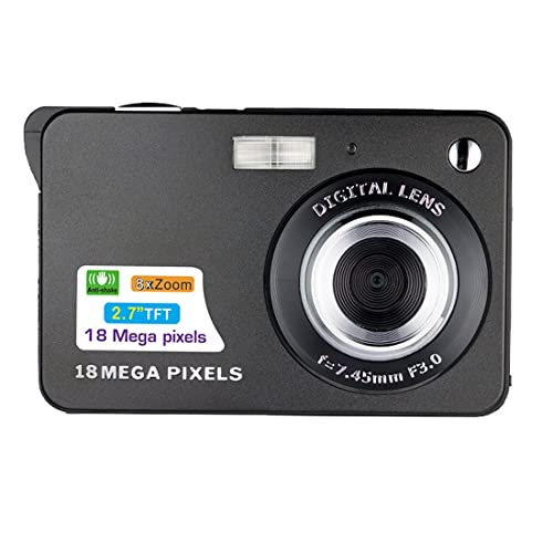 LINXHE Digital Camera 2.7 inch HD Camera Compact Camera Pocket Camera,8X Digital Zoom Rechargeable Small Digital Cameras for Kids,Beginners (Color : Black)