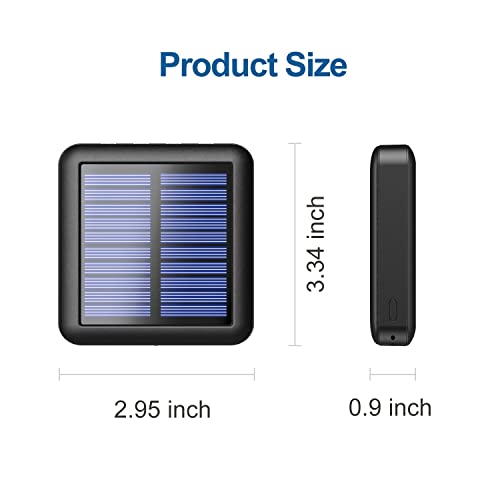 Solar Power Bank 12000mAh,Small Solar Charger Built in 4 Cables,USB C Input/Output,Dual Flashlight External Battery Portable Charger Power Bank for iPhone,Tablet,Samsung