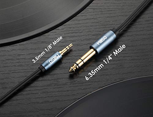 MillSO 6.35mm Male 1/4 to 3.5mm Male 1/8 TRS Stereo Audio Cable (16 Feet), Headphone Adapter 1/8 to 1/4 AUX Adapter for Guitar Amp, Keyboard, Piano, Amplifiers, Home Theater Devices, or Mixer