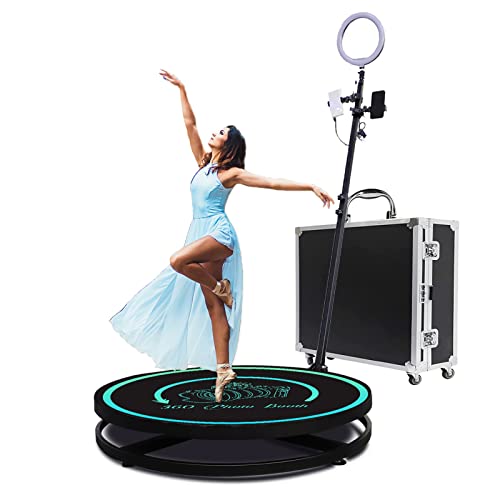 AFGZQ 360 Degree Photo Booth Wedding Event Slow Motion Spin Camera Selfie Platform Photobooth Studio Prop Video Automatic Turn Machine (Size : 80CM 31.5 in Flight Case)