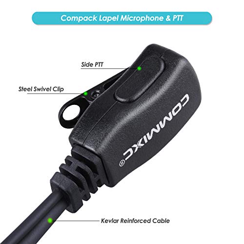 COMMIXC (2 Pack) Walkie Talkie Earpiece, 2-Pin 2.5mm/3.5mm G Shape Walkie Talkie Headset with PTT Mic, Compatible with Motorola Two-Way Radios