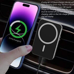 HATALKIN Magnetic Wireless Car Charger Vent Mount for Mag-Safe Mag Safe Case iPhone 14(Plus/Pro Max)/13 12(Pro/Pro Max/Mini) Magnet Phone Holder Stand 15W Wireless Charging Car Mount Air Vent Charger