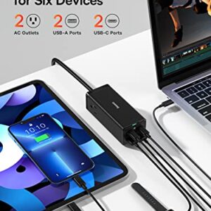 USB C Charger Baseus PowerCombo 65W USB C Charging Station with 2 Outlets Extender, Fast Charging, USB C Wall Charger Compatible with MacBook Laptops iPhone Samsung iPad (100W Type C Cable Included)