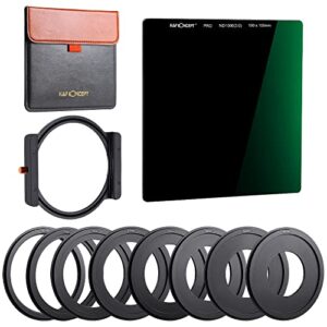 k&f concept 100x100mm square nd filter kit nd1000 (10 stop) + 1x filter holder + 8 x filter rings with 28 multi-layer coatings compatible with canon nikon camera lens