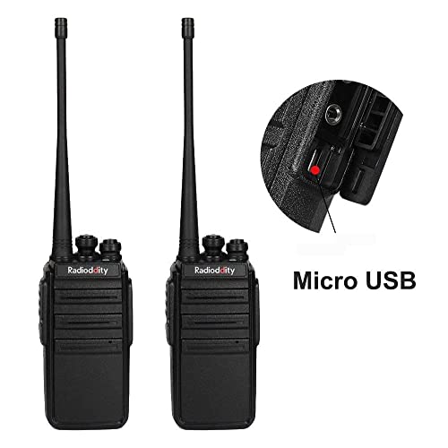 Radioddity GA-2S Long Range Walkie Talkies for Adults UHF Two Way Radio Rechargeable with Micro USB Charging + Air Acoustic Earpiece with Mic, for School Retail Business (2 Pack)