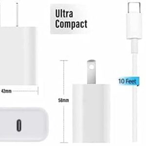 USB C iPad Fast Charger for Apple iPad 10th,iPad Pro 12.9/11 in 2022/2021/2020/2018,iPad Air 4th/5th Gen,iPad Mini 6th Generation,iPad Wall Fast Charger Block with Extra Long 10FT USB C to C Cable