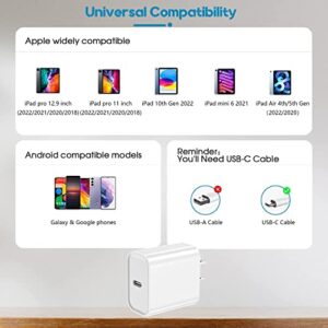 USB C iPad Fast Charger for Apple iPad 10th,iPad Pro 12.9/11 in 2022/2021/2020/2018,iPad Air 4th/5th Gen,iPad Mini 6th Generation,iPad Wall Fast Charger Block with Extra Long 10FT USB C to C Cable