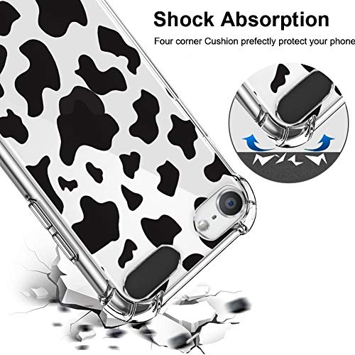 KANGHAR iPod Touch 7 Case, iPod Touch 6 Case,iPod Touch 5 Case, Cow Cute Pattern Shockproof Clear Four Corners Cushion Durable Hard PC + Soft TPU Bumper Anti-Scratch Protection Crystal Cover-4inch