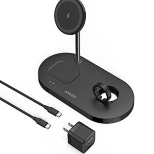 Anker Wireless Charging Station & 20W Charger, 533 Magnetic Wireless Charger (3-in-1 Stand), 5ft USB-C Cable, For iPhone 14 Series, AirPods 3/2/Pro, Apple Watch 1-6 (Watch Cable Not Included)