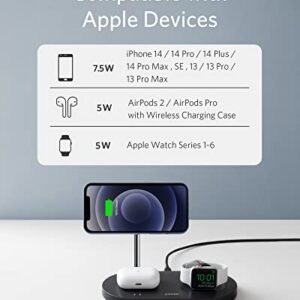 Anker Wireless Charging Station & 20W Charger, 533 Magnetic Wireless Charger (3-in-1 Stand), 5ft USB-C Cable, For iPhone 14 Series, AirPods 3/2/Pro, Apple Watch 1-6 (Watch Cable Not Included)