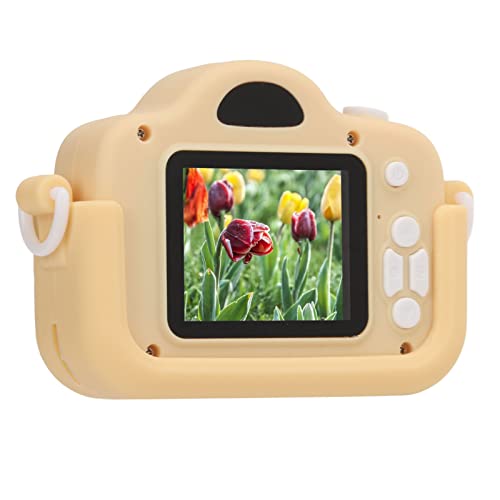 Yoidesu Kids Camera, 2 inch Touch Screen Mini DV Cartoon with 600mAh Battery for Boys&Girls Children Toddler(Light Yellow)