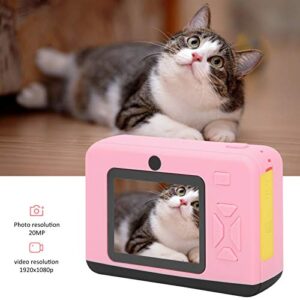 Tgoon Children Video Camera, Cute Look Children Camera 2.0in 20MP HD Anti‑Drop IPS Screen for Home(Pink)