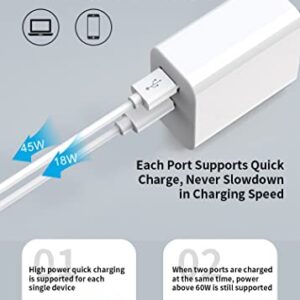 USB C Fast Charger, 65W 2 Port GaN PD&QC USB-C Power Adapter, USB C Wall Charger for MacBook Pro, Air, iPad Pro, Air, Mini, iPhone 14 Pro Max, 13, 12 Galaxy S22 S21 Ultra, Note 10 Plus, Pixel 6, 6 Pro