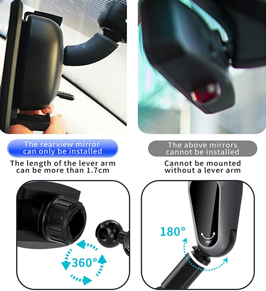 HIYITKS Car Phone Holder Multifunctional 360° Rearview Mirror Phone Mount【2022 New Version】 Universal Cell Phone Stand Phone and GPS Holder Adjustable Cell Phone Cradles Car Mirror iPhone Mount