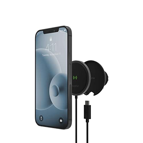 mophie Snap+ Wireless Vent Mount Universal Charger, 15W Charging, Magnetic Positioning for Accurate Placement, One-Hand Operation, Compatible with Magsafe for iPhone 12 Models & Qi- Enabled Devices