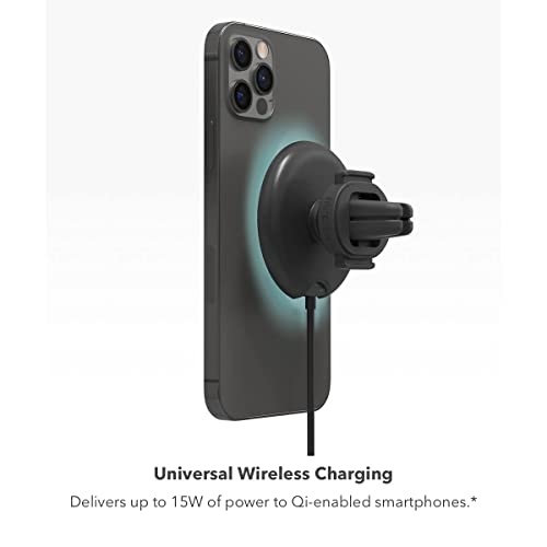 mophie Snap+ Wireless Vent Mount Universal Charger, 15W Charging, Magnetic Positioning for Accurate Placement, One-Hand Operation, Compatible with Magsafe for iPhone 12 Models & Qi- Enabled Devices