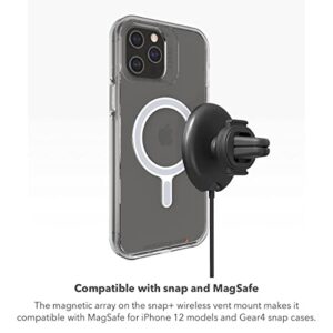 mophie Snap+ Wireless Vent Mount Universal Charger, 15W Charging, Magnetic Positioning for Accurate Placement, One-Hand Operation, Compatible with Magsafe for iPhone 12 Models & Qi- Enabled Devices