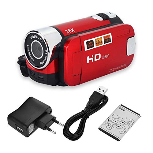 Keenso 2.4 Inch LCD Screen HD Digital Video Camera, 270 Degree Rotation Digital Camera, Vintage Camera for Home Party, Outdoor Picnic, Camping, 118 x 51.5 x 58.5mm(Red)