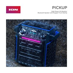 ION Audio Pickup - 100W Water-Resistant Bluetooth Outdoor Speaker with Rechargeable Battery, Karaoke Microphone, Radio, Wheels, Handle & USB Charging