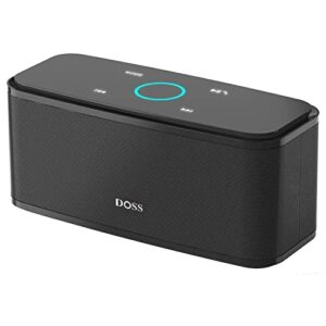 doss bluetooth speaker, soundbox touch portable wireless speaker with 12w hd sound and bass, ipx5 water-resistant, 20h playtime, touch control, handsfree, speaker for home, outdoor, travel-black