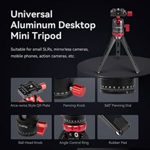 SmallRig Tripod for iPhone Desktop Mini Tripod - Aluminum Alloy 20 inches/ 50 cm with 360 Degree Ball Head, 1/4 inch Quick Shoe Plate for Vlogging DSLR Camera Video, Load up to 11 pounds-3033