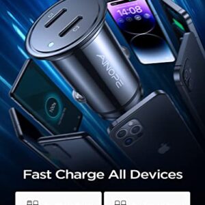 USB C Car Charger, 56W Fast Charger Type C AINOPE Mini 2-Port Cigarette Lighter USB Charger, PD 3.0 Dual Car Charger Adapter for iPhone 14 13 12 11 Pro Max X, Galaxy S22/S20/S10, Pixel