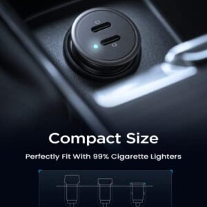 USB C Car Charger, 56W Fast Charger Type C AINOPE Mini 2-Port Cigarette Lighter USB Charger, PD 3.0 Dual Car Charger Adapter for iPhone 14 13 12 11 Pro Max X, Galaxy S22/S20/S10, Pixel