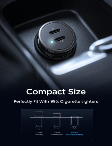 USB C Car Charger, 56W Fast Charger Type C AINOPE Mini 2-Port Cigarette Lighter USB Charger, PD 3.0 Dual Car Charger Adapter for iPhone 14 13 12 11 Pro Max X, Galaxy S22/S20/S10, Pixel