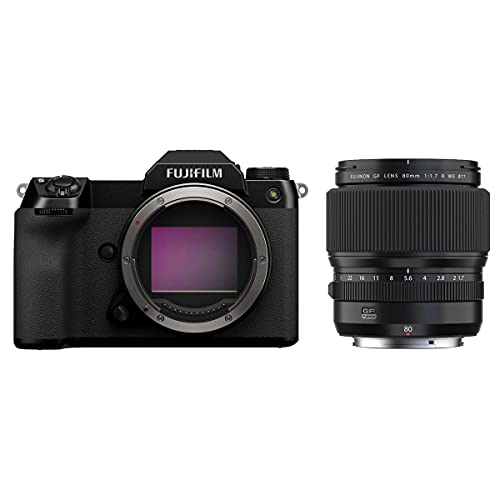 Fujifilm GFX 100S Medium Format Mirrorless Camera, Black with Fujinon GF 80mm f/1.7 R WR Lens, Black