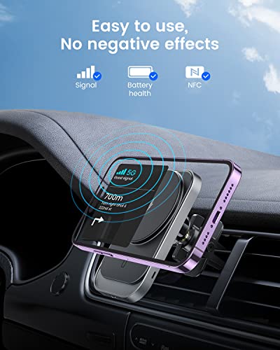 for MagSafe Car Charger Mount, Magnetic Car Wireless Charger for iPhone 14/13/12, 14/13/12 Pro, 14/13/12 Pro Max, 14 Plus, 13/12 Mini, Air Vent Dashboard Car Charging Holder(with QC 3.0 Car Charger)