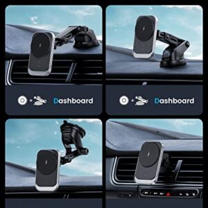 for MagSafe Car Charger Mount, Magnetic Car Wireless Charger for iPhone 14/13/12, 14/13/12 Pro, 14/13/12 Pro Max, 14 Plus, 13/12 Mini, Air Vent Dashboard Car Charging Holder(with QC 3.0 Car Charger)