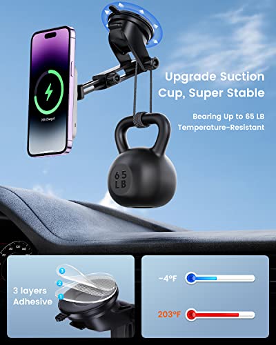 for MagSafe Car Charger Mount, Magnetic Car Wireless Charger for iPhone 14/13/12, 14/13/12 Pro, 14/13/12 Pro Max, 14 Plus, 13/12 Mini, Air Vent Dashboard Car Charging Holder(with QC 3.0 Car Charger)