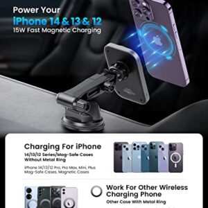 for MagSafe Car Charger Mount, Magnetic Car Wireless Charger for iPhone 14/13/12, 14/13/12 Pro, 14/13/12 Pro Max, 14 Plus, 13/12 Mini, Air Vent Dashboard Car Charging Holder(with QC 3.0 Car Charger)