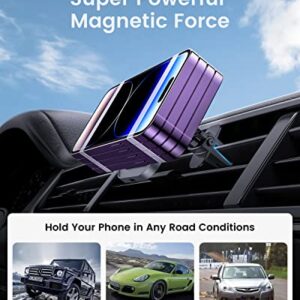 for MagSafe Car Charger Mount, Magnetic Car Wireless Charger for iPhone 14/13/12, 14/13/12 Pro, 14/13/12 Pro Max, 14 Plus, 13/12 Mini, Air Vent Dashboard Car Charging Holder(with QC 3.0 Car Charger)