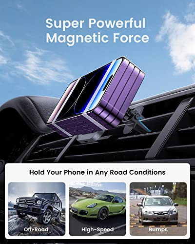 for MagSafe Car Charger Mount, Magnetic Car Wireless Charger for iPhone 14/13/12, 14/13/12 Pro, 14/13/12 Pro Max, 14 Plus, 13/12 Mini, Air Vent Dashboard Car Charging Holder(with QC 3.0 Car Charger)