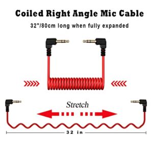 COCOMK TRS Cable,3.5mm TRS to TRS Adapter Microphone Patch Cable,1/8 Aux Cord TRS Audio Converter Patch Cables,Cameras Coiled Live Streaming Mic Cord (Red)