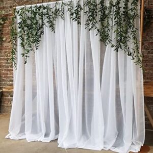 white chiffon sheer backdrop curtain for wedding, parties, white arch drapes for backdrop decoration,wrinkle-free 10ft x 7ft