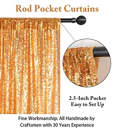 ShinyBeauty Sequin Curtain-Backdrop-5FTx10FT-Gold-Sequin Fabric Photo Booth Backdrop Glitter Backdrop Gold Photography Backdrop