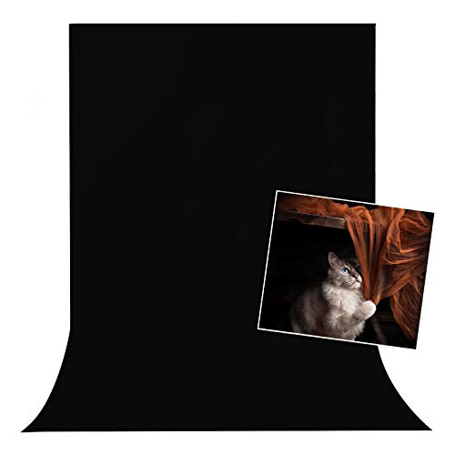 5 x 10 FT Portrait Photography Backdrop Black, Velvet Fabric Photo Screen Non-Reflective Photo Background for Studio Product Shooting Props, BEIYANG