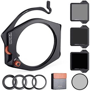 k&f concept x pro square filter holder system kit (filter holder + 95mm circular polarizer + square nd1000 filter + nd8 + nd64 + 4 filter adapter rings) for camera lens