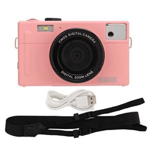 1080P FHD Micro Single Camera, 16X Digital Zoom, 24MP, 3 Inch LCD Display Monitor, PC Camera, Rechargeable Battery, Portable Video Camera with 1/4 Inch Screw Port 3.5mm External Microphone Port(Pink)