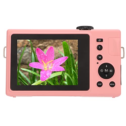 1080P FHD Micro Single Camera, 16X Digital Zoom, 24MP, 3 Inch LCD Display Monitor, PC Camera, Rechargeable Battery, Portable Video Camera with 1/4 Inch Screw Port 3.5mm External Microphone Port(Pink)