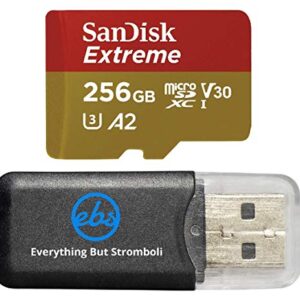 SanDisk Extreme 256GB V30 A2 MicroSDXC Memory Card for DJI Works with Mavic Air 2 Drone 4K 8K Bundle with (1) Everything But Stromboli MicroSD Reader