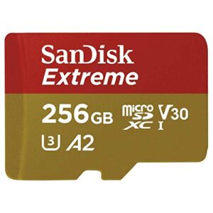 SanDisk Extreme 256GB V30 A2 MicroSDXC Memory Card for DJI Works with Mavic Air 2 Drone 4K 8K Bundle with (1) Everything But Stromboli MicroSD Reader