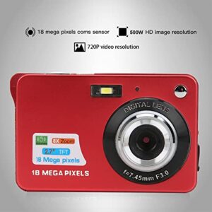 Nofaner 8X Zoom Card Digital Camera 5 MP 2.7in Display Maximum Support 32GB Memory Card Builtin Microphone Mini Digital Camera(red)