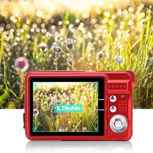 Nofaner 8X Zoom Card Digital Camera 5 MP 2.7in Display Maximum Support 32GB Memory Card Builtin Microphone Mini Digital Camera(red)