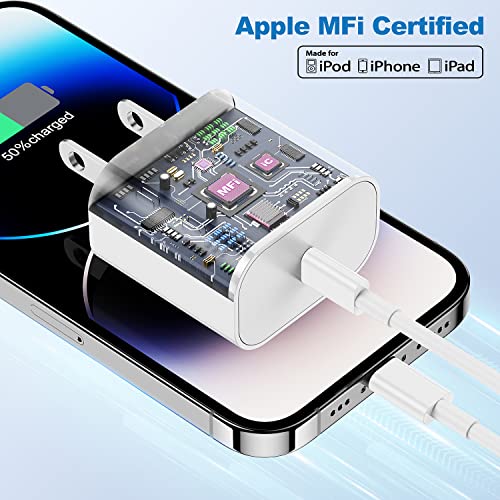 iPhone Fast Charger【Apple MFi Certified】, 20W USB C Wall Charger Block with 10FT Type C to Lightning Cable [2-Pack], Fast Charging Power Delivery Adapter for iPhone 14/13/12/11Pro Max/XR/SE/iPad