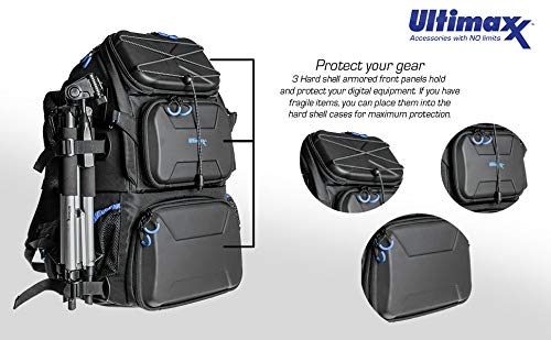 Ultimaxx Extra Large Camera DSLR/SLR Backpack for Nikon, Canon, Sony, Panasonic, Pentax, Olympus, and Fuji Cameras—an Outdoor Hiking/Travelling Backpack with 15.6 Laptop Compartment